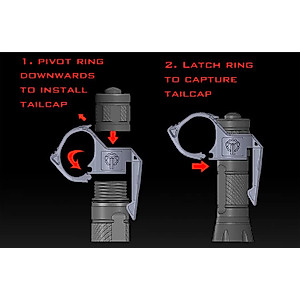 Thyrm Switchback DF Flashlight Ring for SureFire Dual Fuel(Fury DFT, Fury Intellibeam DF), Pelican 7600, Convoy S21A Flashlights (Black), Made in USA
