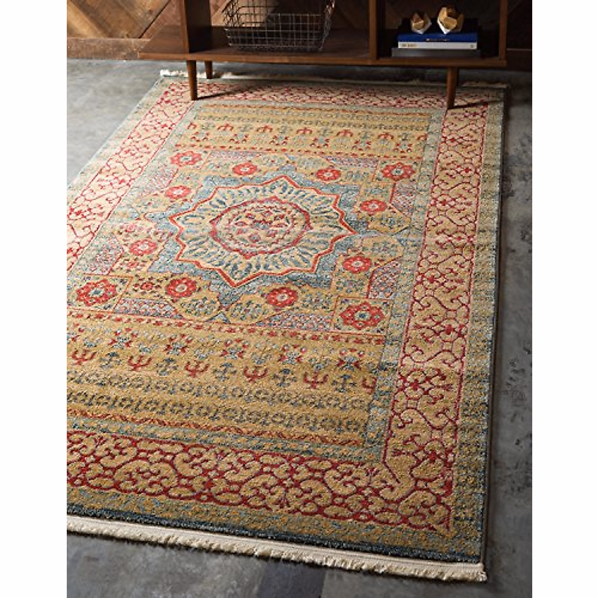 Unique Loom Palace Collection Area Rug - Saray (2' x 3' 1" Rectangle, Light Blue/ Red)