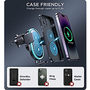 Wireless Car Charger Mount, 15W Dual Coil Car Phone Holder Mount Wireless Charging for iPhone 14/13/12/11/X/8 Series, Auto Clamping Wireless Charging Car Mount for Galaxy Z Flip 4/3 S22/S21 Note 20/10