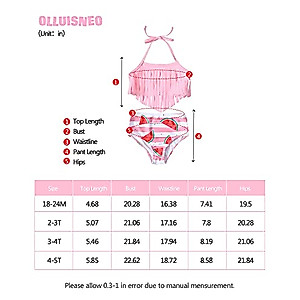 4T Toddler Girl Swimsuit Little Kids Triangle Bikini Tassel Halter Tankini Top 2pc Watermelon Bathing Suit 4T 5T Swimsuit for Girls Light Pink