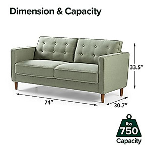 ZINUS Lauren Sofa Couch / Button Tufted Cushions / Easy, Tool-Free Assembly, Pear Green