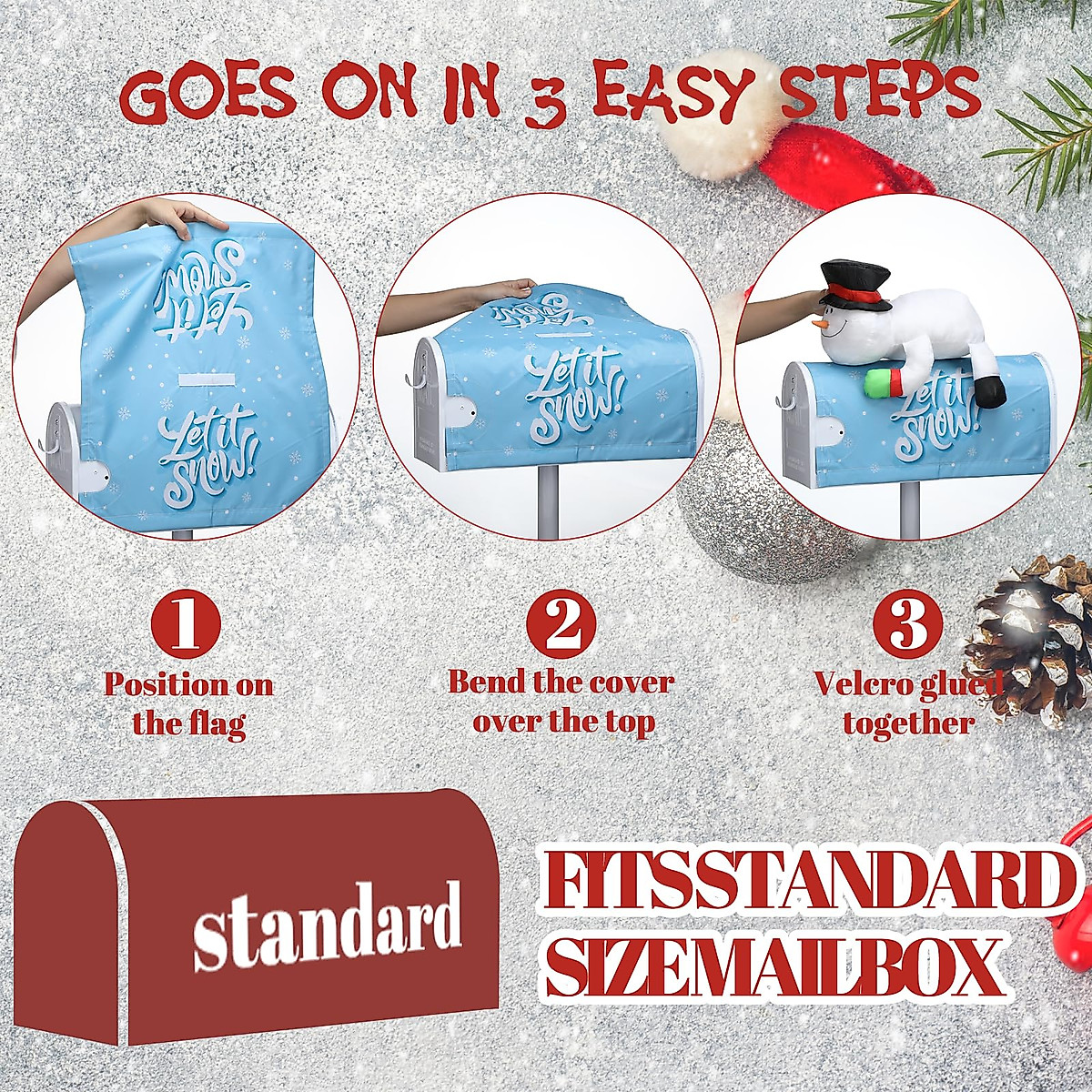 Huwena Christmas Winter Magnetic Mailbox Cover, Mailbox Wraps Post Letter Box Cover Mailbox Covers Outdoor Home Garden Decor Standard Size 22 x 18.5 Inches (Snowman)