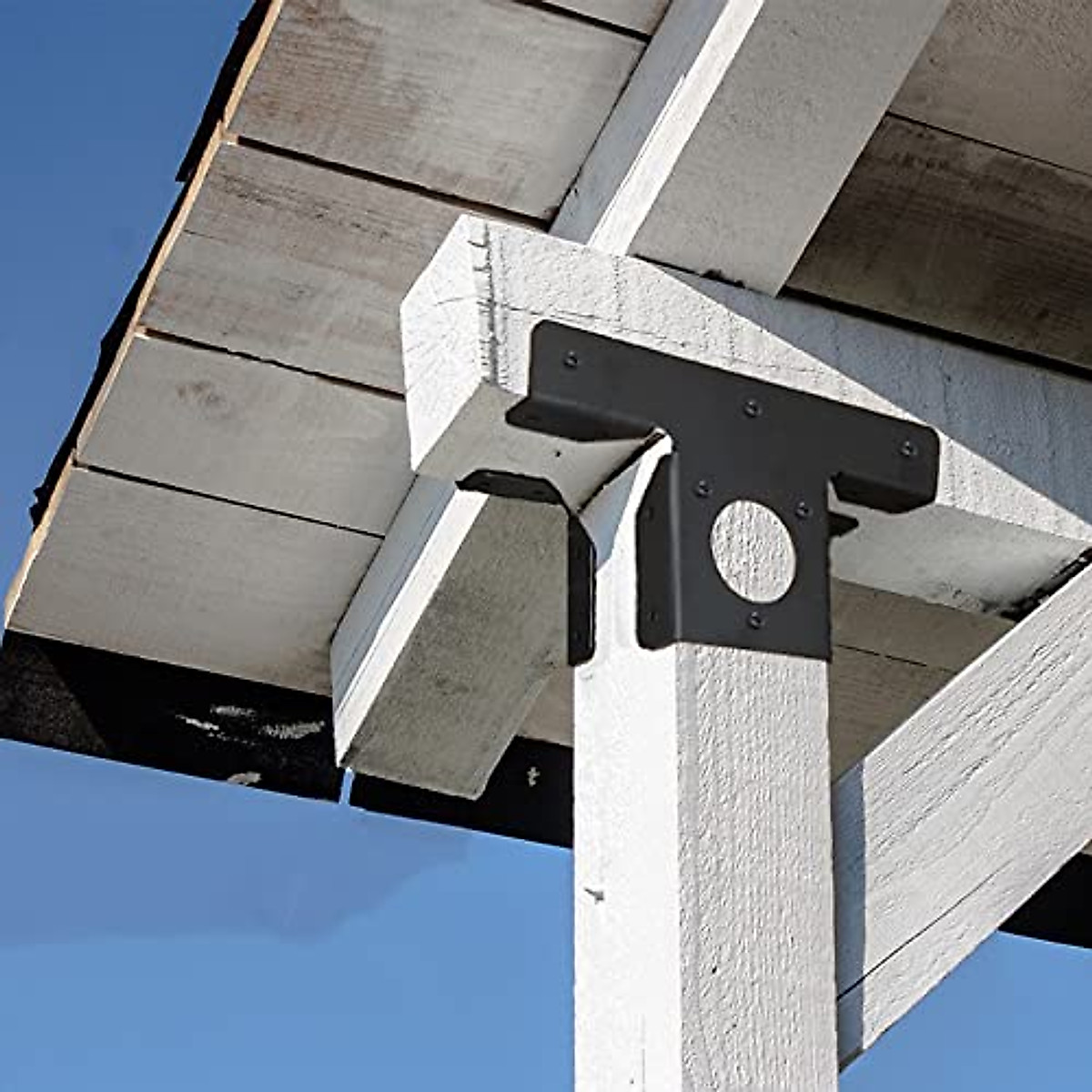 Chooglkj 2Pcs Heavy Duty Pergola Corner Brackets Extension 3-Way T Brackets for 4x4 (Actual:3.5 Inch) Post Bracket Pergola Gazebo Kit (2)