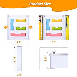CiWiVOKi Expandable Storage Bag Organizer for Kitchen Drawer, 6 in 1 Foil and Plastic Wrap Dispenser with Cutter, Plastic Organization and Storage for Sandwich Gallon Quart Snack Bags, 3.2"High, White