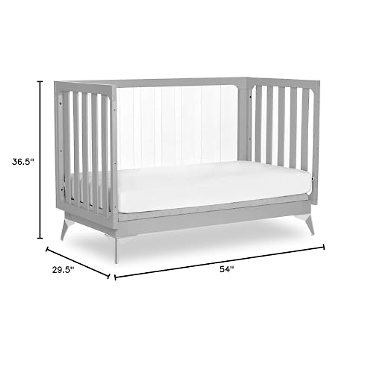 Evolur Acrylic Millennium 4-in-1 Convertible Crib I Modern Full Size Crib I Baby Crib I Easily Coverts to Toddler Bed & Dayday I Adjustable Mattress Support Base I Acrylic Slats I in Pebble Grey