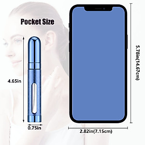 Lil Ray 12ml Portable Mini Perfume Atomizer(6 PCS)，Refilable Small Spray Bottle for Travel, Empty Pocket Cologne Sprayer, Glass inner and Aluminum Housing（0.4Oz,Pack of 6 with different colors）