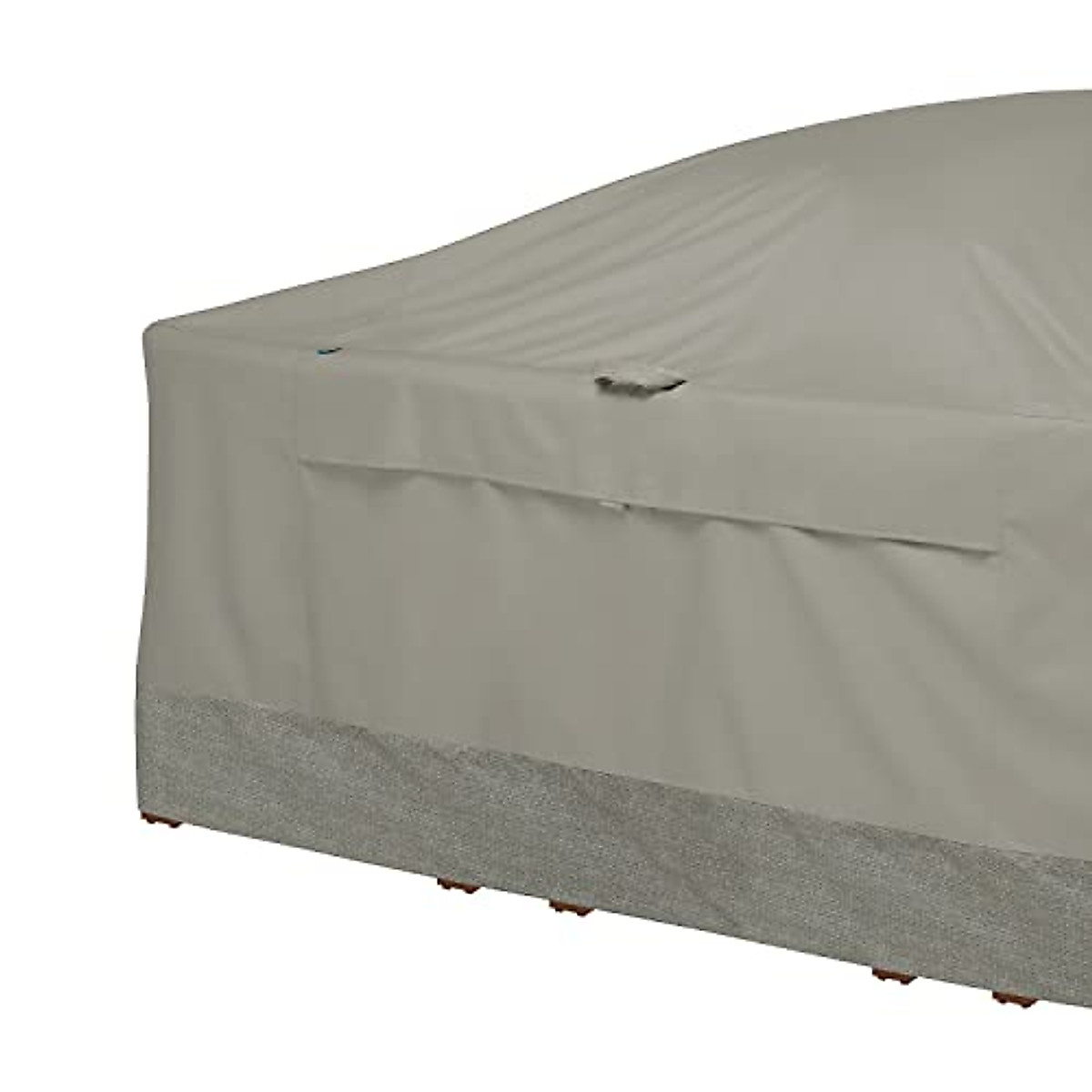 Duck Covers Weekend Water-Resistant Outdoor Round Table & Chair Cover with Integrated Duck Dome, 106 x 32 Inch, Moon Rock, Patio Covers for Outdoor Furniture