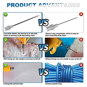 Electric Meat Injector Gun Pump with Hose, 70W Automatic Marinade Injector Meat Syringe Single Gun with 10 Stainless Steel Needle for Roast Turkey, Pork, Beef