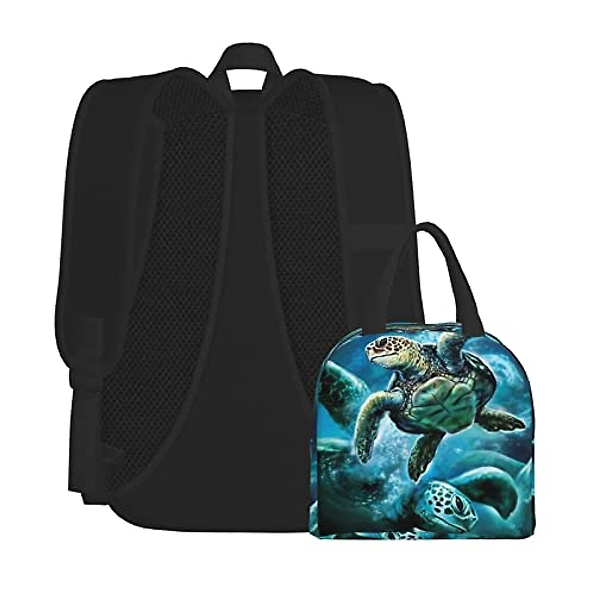 ICOMON Sea Turtle Patterned Backpack And Lunch Box Set For Boys And Girls School Two-Piece Picnic Travel Set