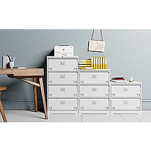 kingwolfox Lateral File Cabinet with Lock, 2 Drawers Large Metal Filing Cabinet, Home Office Lockable File Storage Cabinet for Hanging Legal/Letter A4/F4 Size.