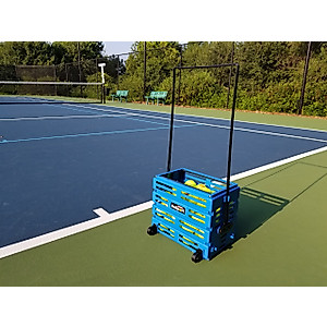 Tourna Ballport Deluxe Tennis Ball Hopper with Wheels - Blue