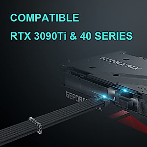 Sirlyr 16Pin Cable,PCIE GPU Cables,Sleeved 12vhpwr PSU Extension Cable,Mini 12+4 Pin Connector for RTX 3090Ti,4070Ti 4080,4090 Graphics Card Power Supply 16AWG Black