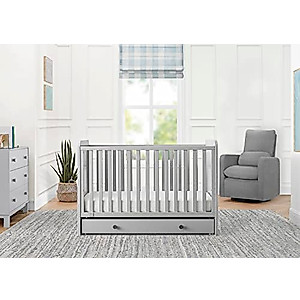 babyGap by Delta Children Graham 4-in-1 Convertible Crib with Storage Drawer TrueSleep Crib and Toddler Mattress (Bundle), Grey/Dark Grey
