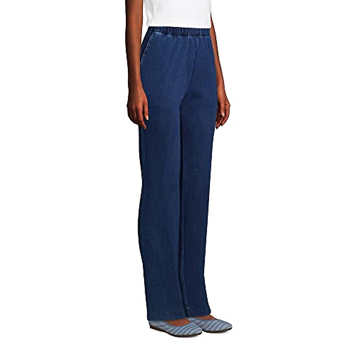 Lands' End Womens Sport Knit Denim Pants Medium Indigo Petite X-Large