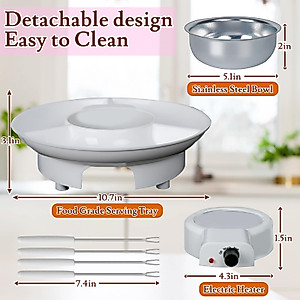 CORJEEJOR Fondue Pot Electric Set For Chocolate and Cheese, Deluxe Fondue Maker with 4 Forks, Removable Serving Tray & Melting/Warming Setting, Perfect for Parties, Gifting, and Date Night