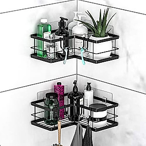 Sinminou Corner Shower Caddy 2 Pack, 304 Stainless Steel Shower Shelf with Adhesive, Wall Mounted Bathroom Shelf Basket, Shower Rack Hanging Storage Organizer