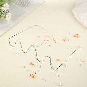 Kanayu 4 pcs No Lens Diamond Glasses Frame V shape Rhinestone Sunglasses Half Frame Crystal Metal Eyeglasses for Women(Silver, Classic)