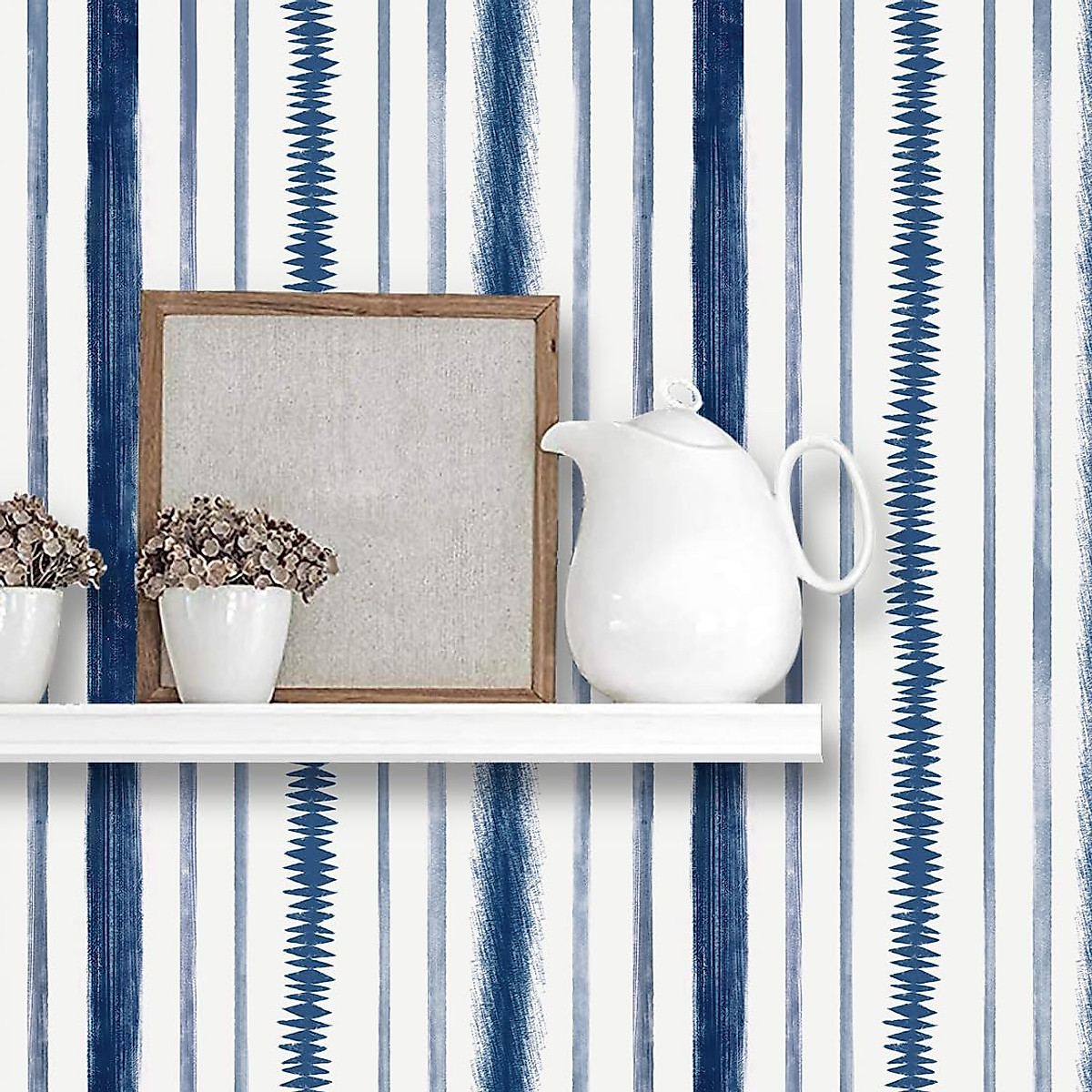 Timeet Blue and White Wallpaper Line Peel and Stick Wallpaper 17.3 "x 78.7" Geometric Stripe Contact Paper Self Adhesive Removable Wallpaper for Bedroom Living Room Decor