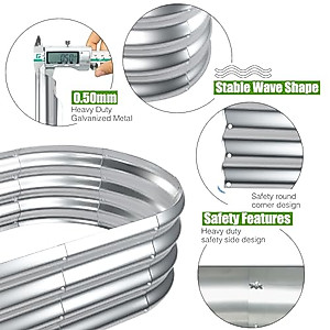 SnugNiture Galvanized Raised Garden Bed, 4x2x1ft Oval Metal Planter Box for Planting Outdoor Plants Vegetables