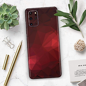 DesignSkinz Varying Shades of Red Geometric Shapes Protective Vinyl Decal Wrap Skin Cover Compatible with The Samsung Galaxy S20 (Screen Trim & Back Glass Skin)