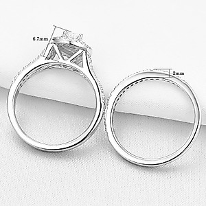 Newshe Jewellery Wedding Engagement Ring for Women Bridal Set AAAAA Cz 925 Sterling Silver 1.3Ct Pear White Size 7