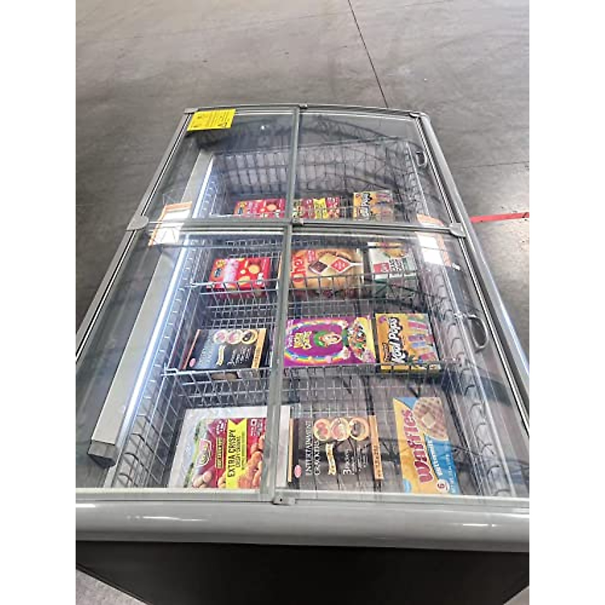 NAFCOOL 58‘’ Display Island Freezer Commercial Beverage Refrigerator，Supermarket Glass Top Cooler Market Grocery Island Merchandiser 18 cu.ft Sliding Glass Door Horizontal Showcase Freezer