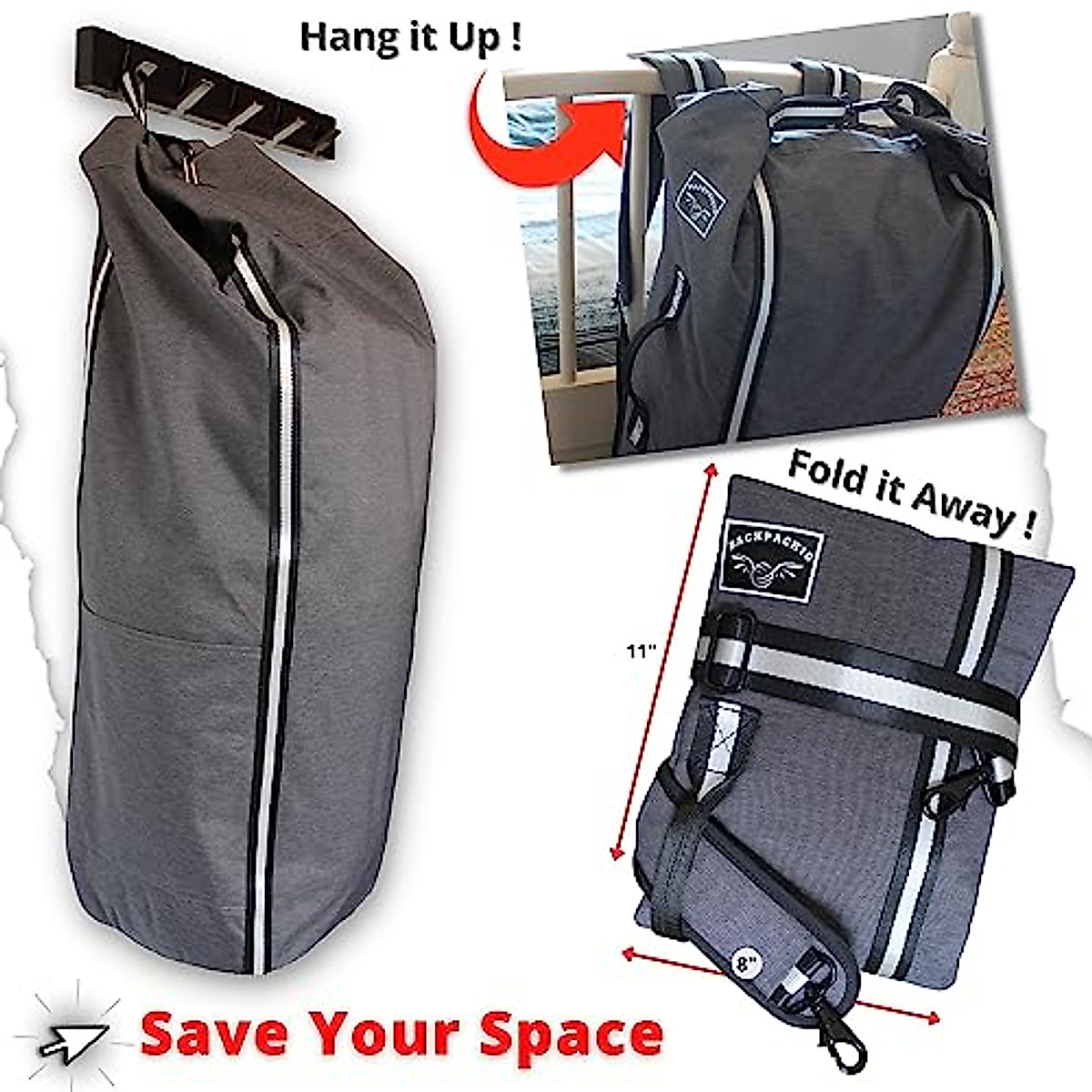 Backpackio Laundry Backpack Duffle | XL Heavy Duty Laundry Bag | Military Style