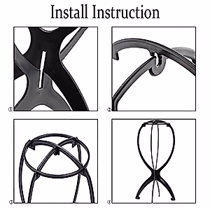 XINMEIFA 6 Pack Wig Stand Portable Wig Holder 14.2 Inches Wig Holder for Multiple Wigs (Black)