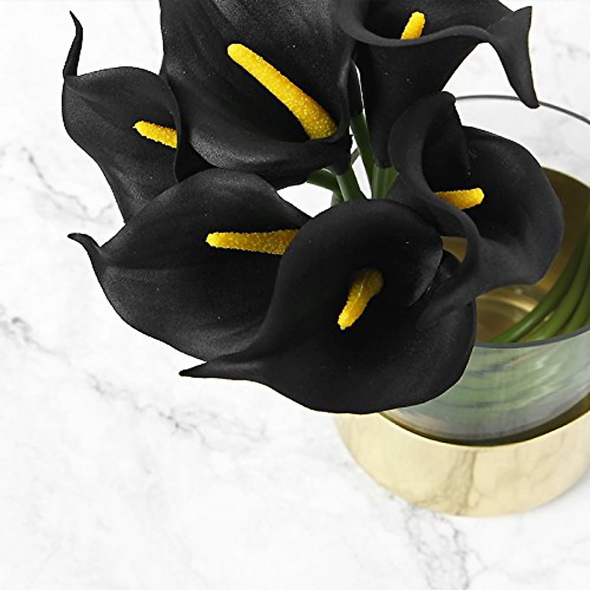 G Home Collection Real Touch 9 Calla Lily Bouquet in Black 13" Tall
