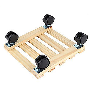 lesiega Wooden Plant Caddy Rolling Plant Stand with 360°Removable Caster Wheel Square Plant Roller Used Outdoor & Indoor, on Patio, Ideal for Flower Pot, 9.8 x 9.8in,