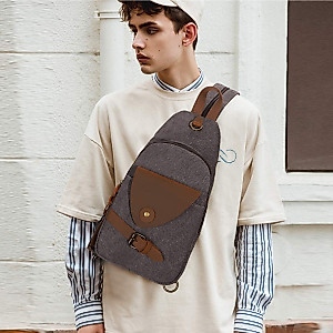 KL928 Canvas Sling Bag Crossbody Backpack Shoulder Casual Rucksack for Men Women