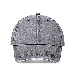YEANIY Vintage Washed Cotton Plain Baseball Caps Adjustable Unstructured Soft Blank Casual Dad Ball Hats for Men Women-Grey
