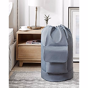 YOUDENOVA Backpack Laundry Bag with Padded Adjustable Shoulder Strap and Pocket for College Dorm, Durable Oxford Backpack Hamper Bag with Drawstring Closure for Travel, Camping, XL