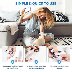 MOHCO Dog Teeth Cleaning Wipes,Teeth Cleaning Wipes for Dogs & Cats,Reduces Plaque & Freshens Breath,Dog Teeth Cleaning Finger Wipes,Sooths & Deodorizes (50 Pcs)