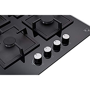 K&H 4 Burner 24 Inch Built-in LPG/Propane Gas Stove Top Glass Surface Cast Iron Cooktop UL/ETL Certified 4-GCW-LPG