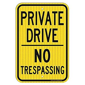 Faittoo Private Drive Sign, No Trespassing Sign, 18 x 12 Inches Engineer Grade Reflective Sheeting Rust Free Aluminum, Weather Resistant, Waterproof, Durable Ink, Easy to Mount, Indoor & Outdoor Use
