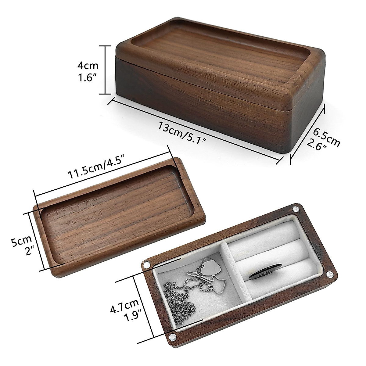 Musiin Luxury Walnut Wood Guitar Pick Holder - Sturdy Guitar Pick Storage Box Display Case Jewelry Box for Men Women Teens Adults - Ideal for Guitar Picks Accessories (Cuboid Style)