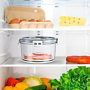 SULICRE Deli Meat Container for Fridge, Round Bacon Container for Refrigerator with Lids, Kitchen Lunch Meat Food Storage Organizer for Cold Cuts, Cheese, Salami, Turkey, Bologna