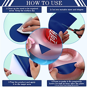 4 Pcs 23 x 5 Inch Vinyl Pool Repair Patch Kit Large Self-Adhesive PVC Pool Patch Repair Kit Cut-to-Size Inflatable Pool Patches with Scissors for Swimming Pools Inflatable Boat Products(Dark Blue)