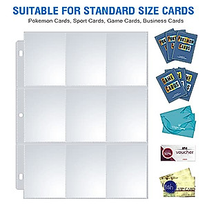 36 Pack 9 Pocket Page Protector, Sooez Trading Card Sleeves Pages Baseball Pages for 3 Ring Binder, Card Sheets for Standard Size Cards, Sport Cards, Game Cards, Business Cards