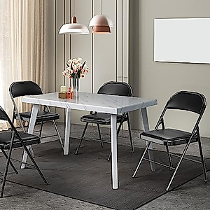 VINGLI 4 Pack Folding Chairs with Padded Seats, Metal Frame with Pu Leather Seat & Back, Capacity 350 lbs, Set of 4, Black