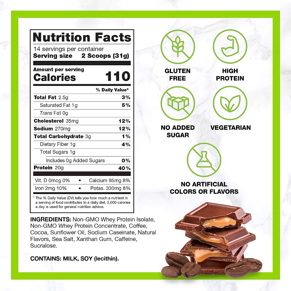 Chike Chocolate Caramel High Protein Iced Coffee, 20 G Protein, 2 Shots Espresso, 1 G Sugar, Keto Friendly and Gluten Free, 14 Servings (14.8 Ounce)