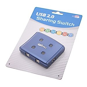 USBGear Blue USB Switch with USB 2.0 high Speed Allows 4 Computers to 1 Device