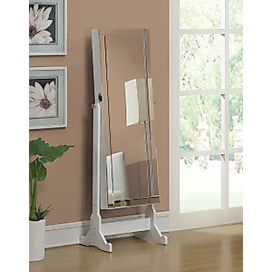 Coaster Home Furnishings Zayas Contemporary Rectangular Cheval Mirror with Jewelry Storage Adjustable Bedroom Mirror Jewelry Armoire White 901827