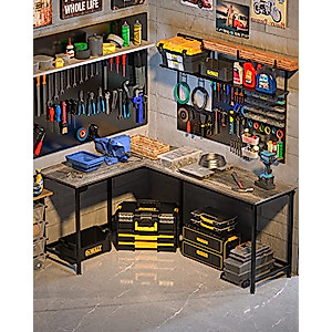 Teraves Modern L-Shaped Desk 66'' Corner Computer Desk Home Office Study Workstation Wood & Steel PC Laptop Gaming Table