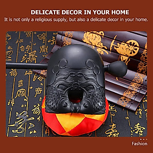 Cabilock Buddhist Wood Fish Zen Drum: Temple Block with Hammer and Cushion Musical Decoration for Meditation Classroom