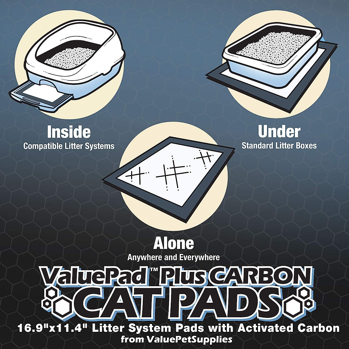 ValuePad Plus Cat Litter Pads, 16.9x11.4 Inch, Carbon, 25 Count - Breeze Compatible Refills - Quick-Dry, Super Absorbent Gel Cat Pads