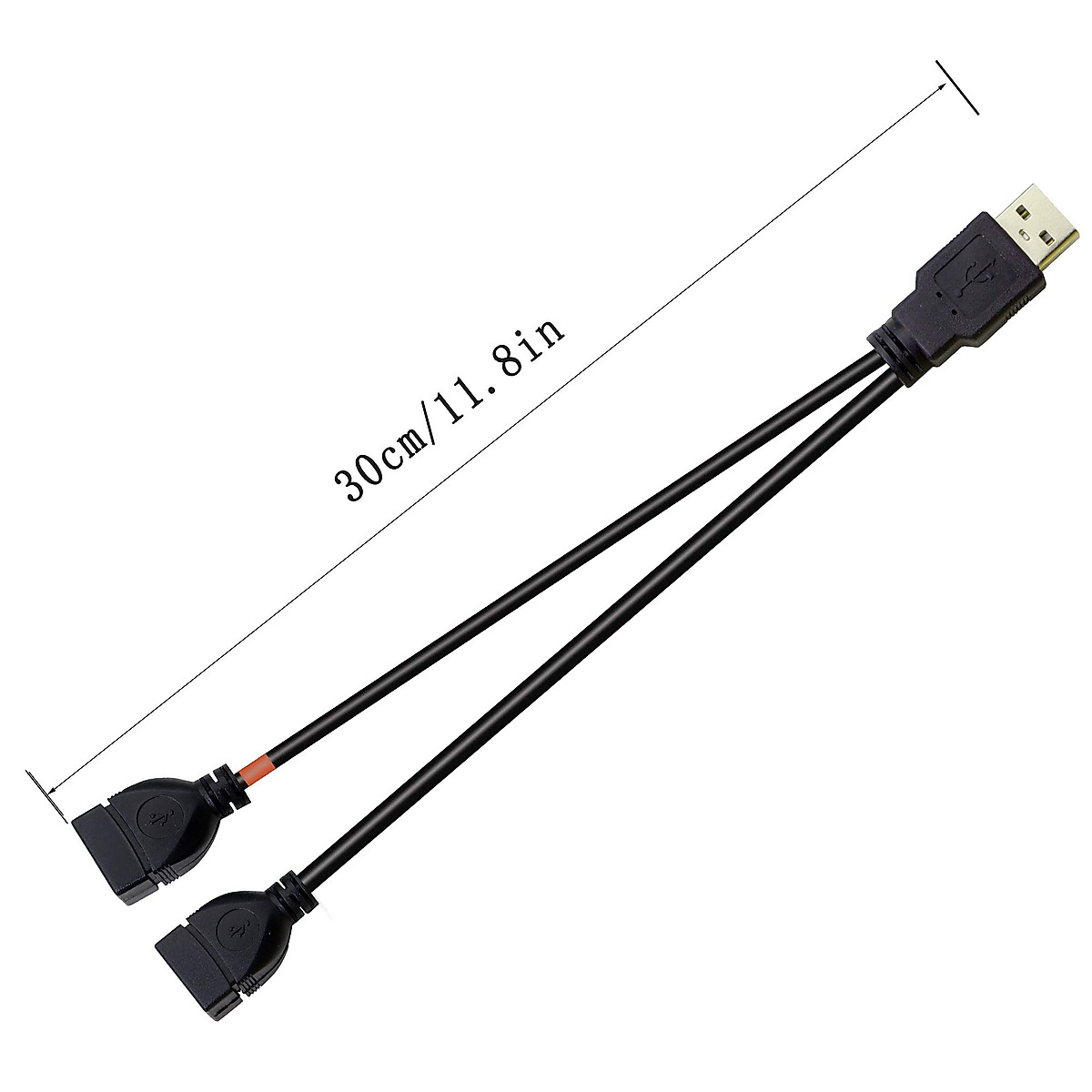 30 cm USB Splitter Cable 2.0 1 Male to 2 Female Jack Y Splitter Hub Adapter Cable YOUCHENG for Tablets Computers and Mobile Phones Etc Only one Port for Data (2-Pack)