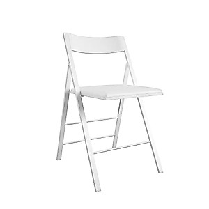 CoscoProducts COSCO Modern Slim Line Vinyl Padded Folding Chair, White