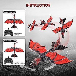 Mostop RC Plane 2.4Ghz Remote Control Airplane Flying Bird Dragon Plane with 2 Batteries & 6-Axis Gyro Stabilizer, RTF Easy to Fly RC Glider for Beginners Adults Kids Boys…